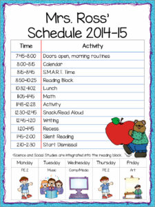 Free Printable Class Daily Schedule Template