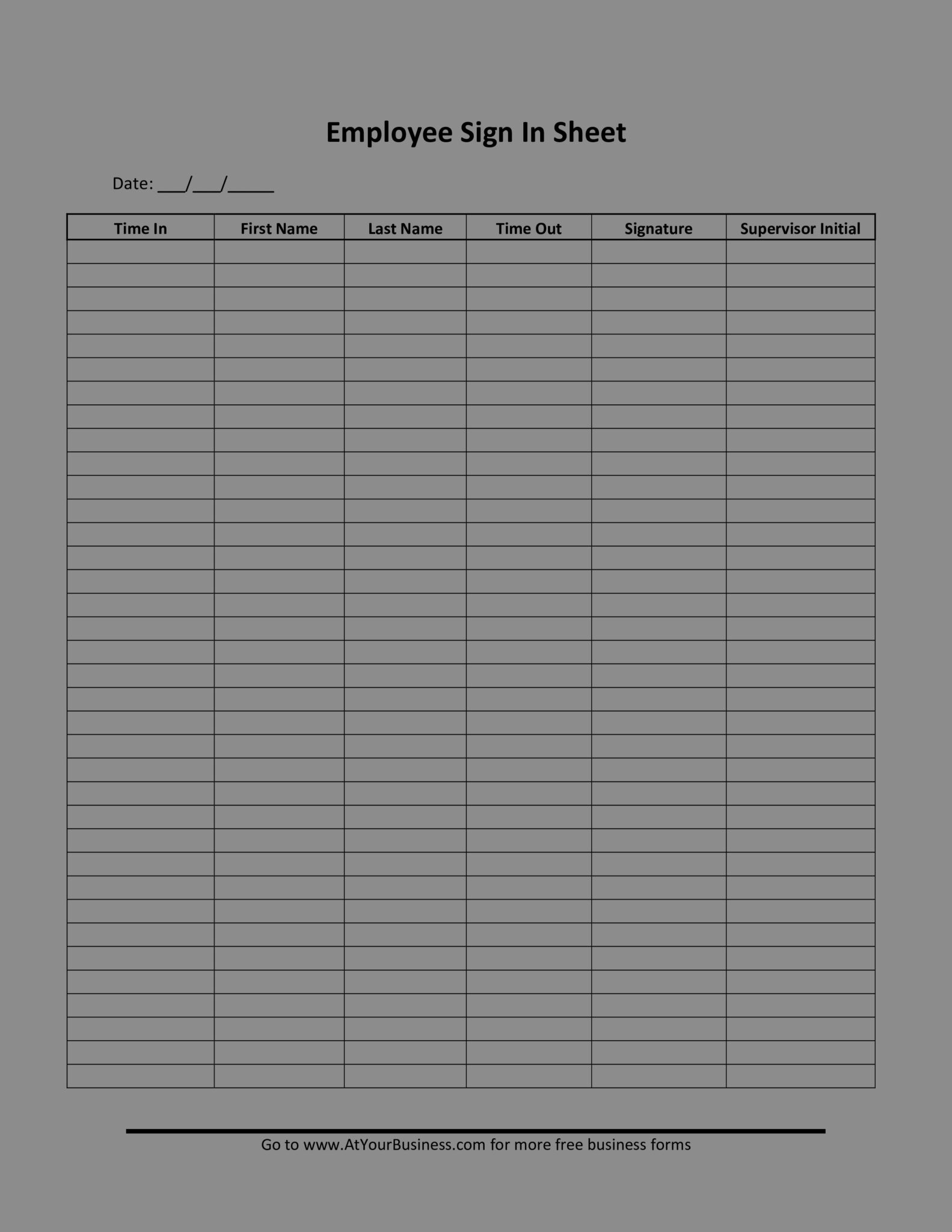 Printable Daily Sign-In Sheet Template