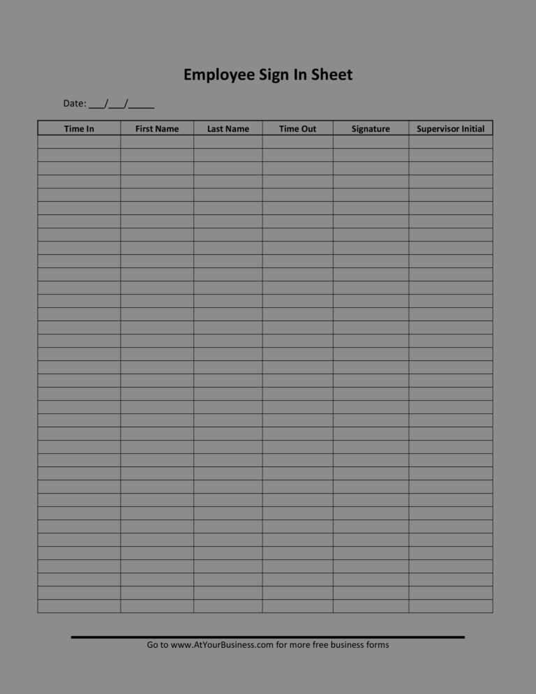 Printable Daily Sign-In Sheet Template