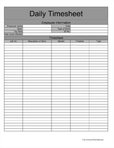 Free Printable Daily Timesheet Template