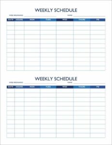 Printable Day Work Schedule Template