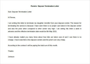Free Printable Daycare Termination Letter Template