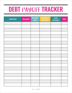 Free Printable Debt Schedule Template