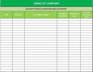 Printable Delivery Schedule Template