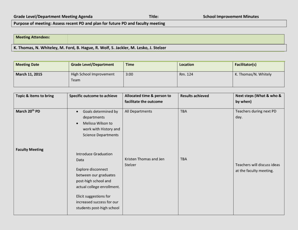 Free Printable Department Meeting Agenda Template