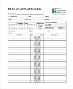 Printable Electric Panel Schedule Template