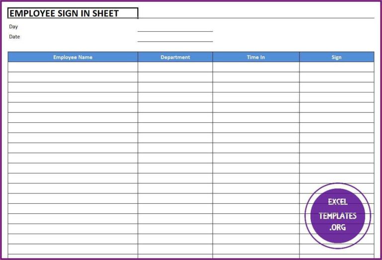 Printable Employee Sign-in Sheet Template