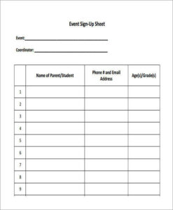 Printable Event Sign-up Sheet Template