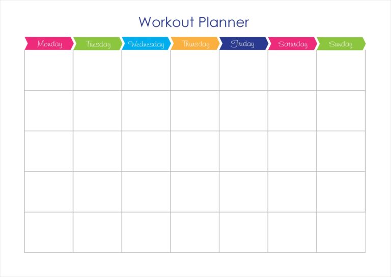 Free Printable Exercise Schedule Template