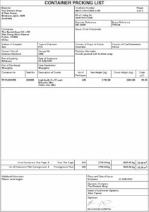 Printable Export Packing List Template