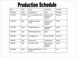 Printable Film Production Schedule Template