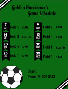 Printable Game Schedule Template