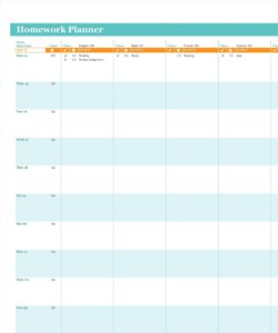 Printable Homework Planner Template For Students