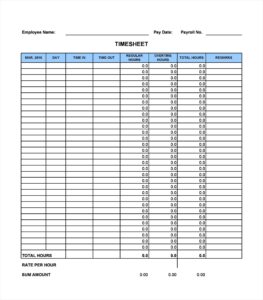 Free Printable Hour Timesheet Template