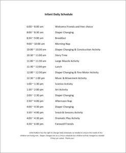 Printable Infant Daily Schedule Template