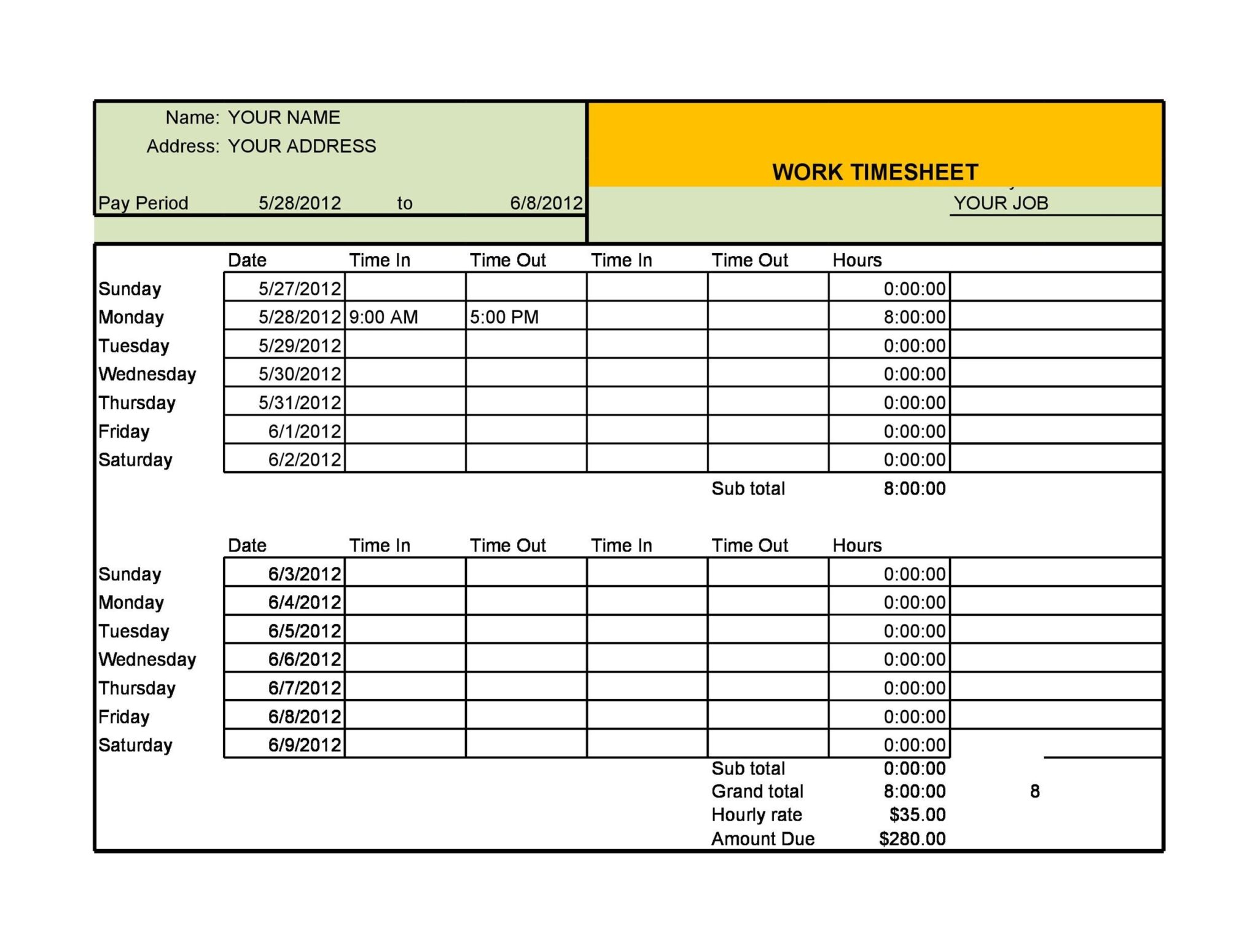 Free Printable Legal Timesheet Template
