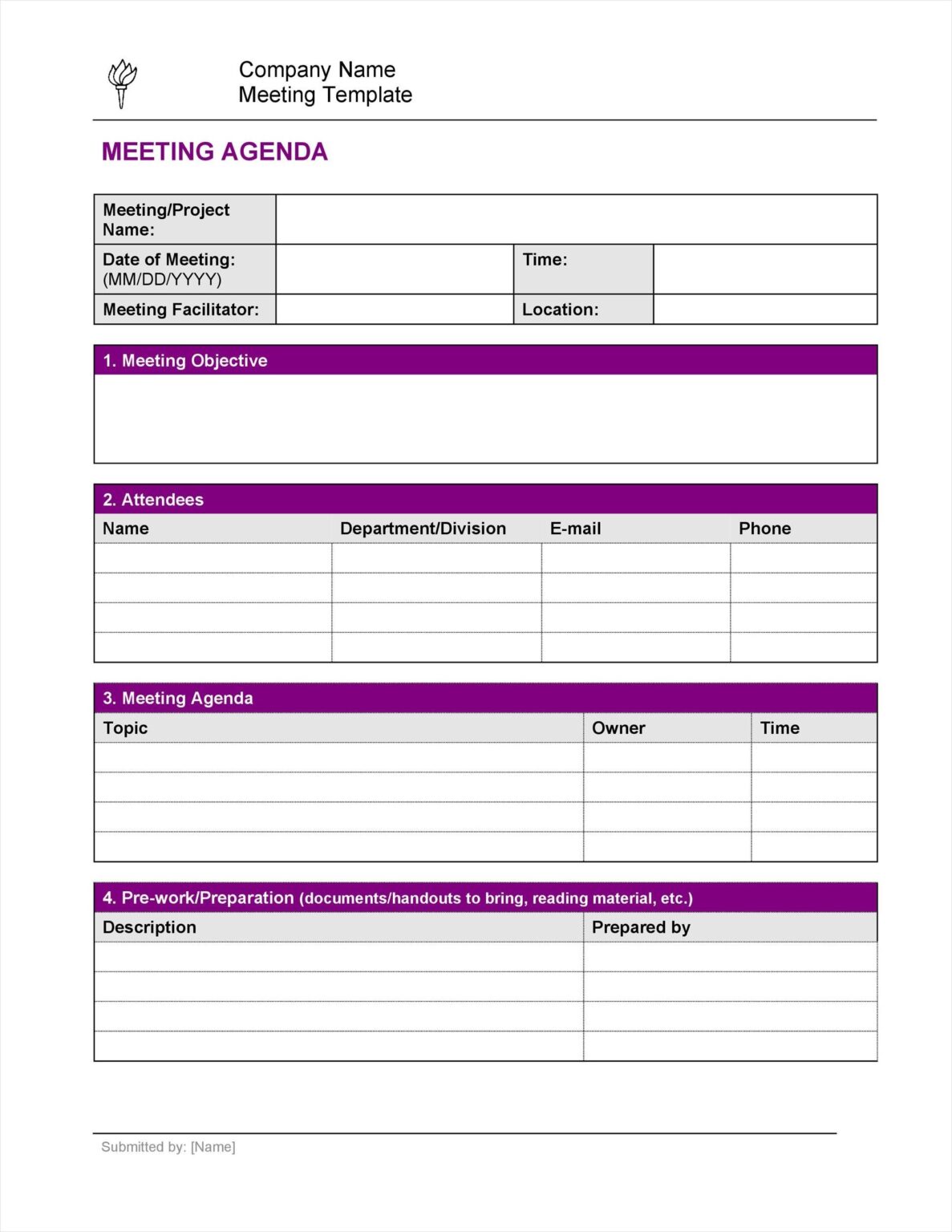 Free Printable Meeting Agenda Notes Template