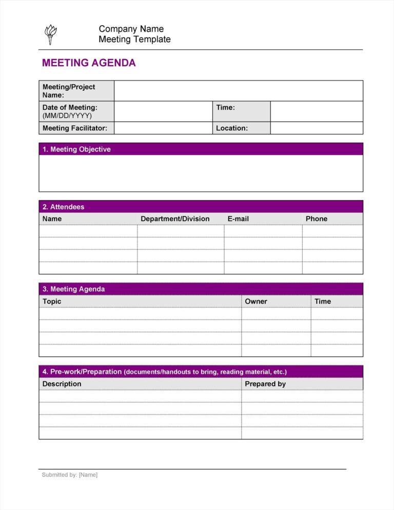 Free Printable Meeting Agenda Notes Template
