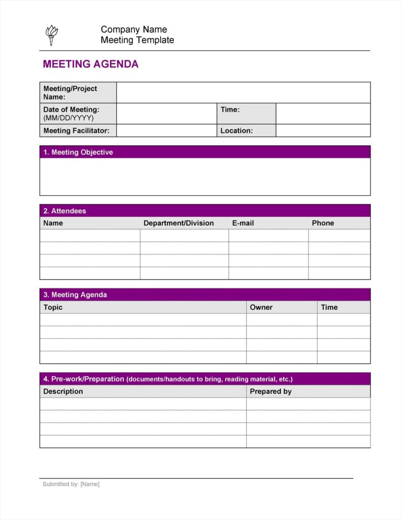 Free Printable Meeting Agenda Notes Template
