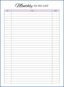 Monthly To Do List Template (Free Printable)
