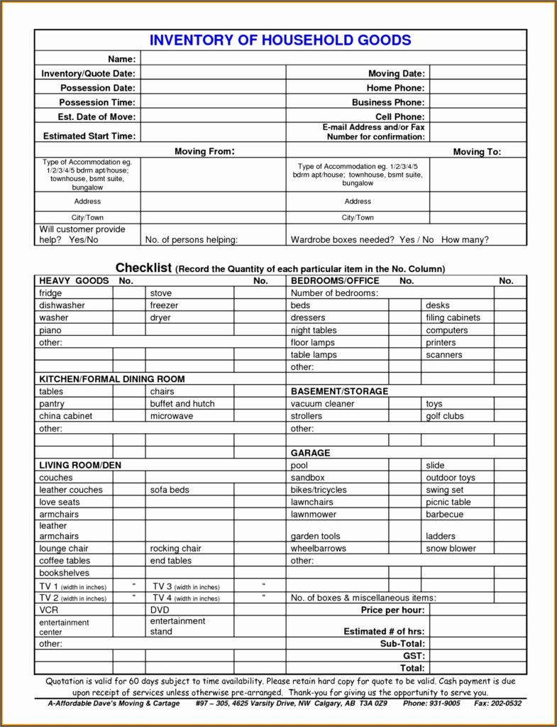 Free Printable Moving Packing List Template