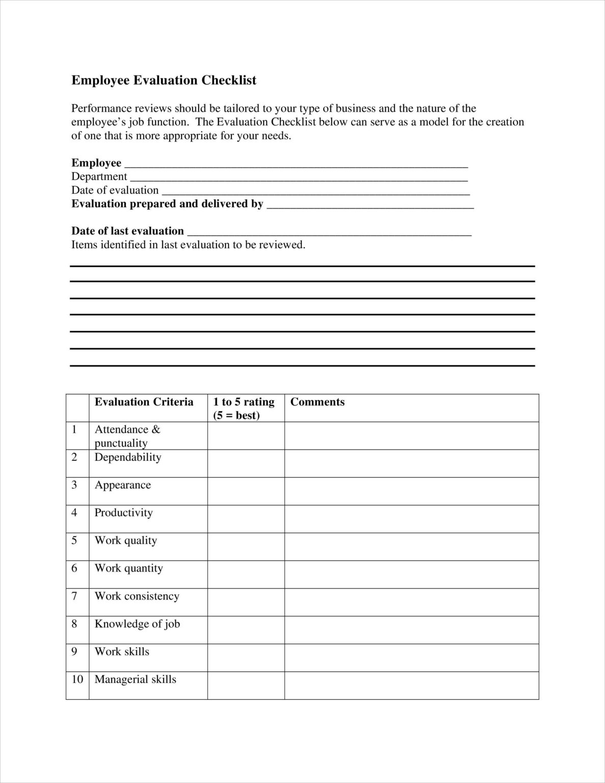 New Employee Checklist Template
