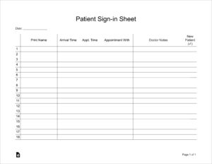 Free Printable Patient Sign-in Sheet Template