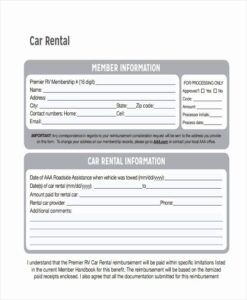 Printable Car Rental Receipt Template