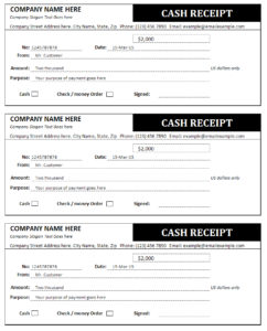 Printable Cash Receipt Template