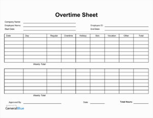 Free Printable Timesheet Template With Overtime