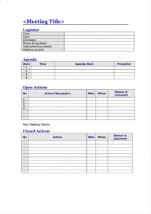 Free Printable Professional Meeting Agenda Template
