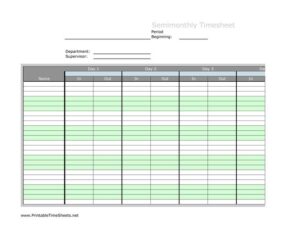 Free Printable Semi Monthly Timesheet Template [Excel]