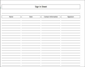 Free Printable General Sign-in Sheet Template