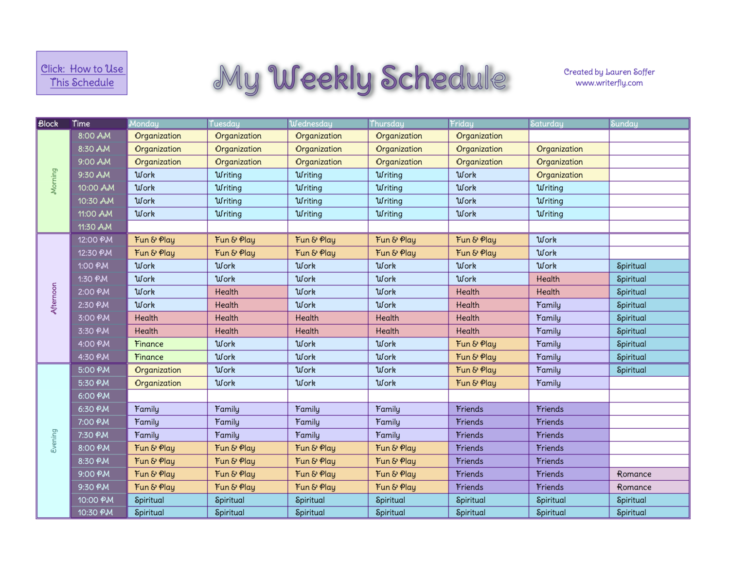 Time Management Schedule Template