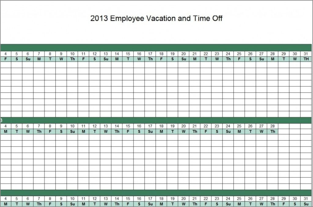 Printable Vacation Schedule Excel Template