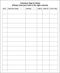 Free Printable Volunteer Sign-in Sheet Template