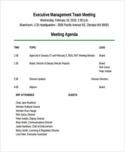 Free Printable Executive Meeting Agenda Template