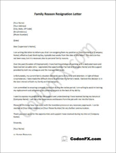 Family Reason Resignation Letter Template (With Sample)