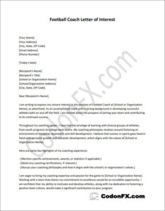 Football Coach Letter of Interest Template (Editable)