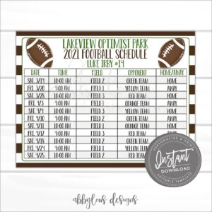 Free Printable Football Schedule Template