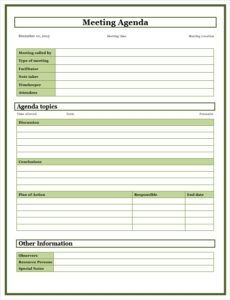 Free Printable Formal Meeting Agenda Template