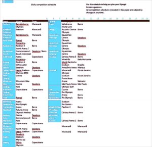 Printable Game Schedule Template