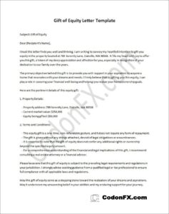 Gift of Equity Letter Template (Free Printable)