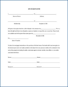 Gift of Equity Letter Template (Free Printable)