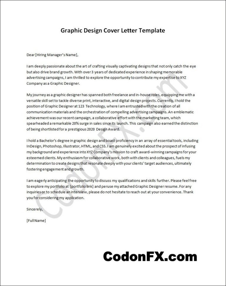 Graphic Design Cover Letter Template