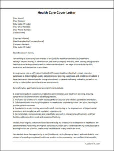Health Care Cover Letter Template (With Example)