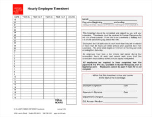 Free Printable Hourly Employee Timesheet Template