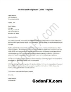 Immediate Resignation Letter Template (with Sample)