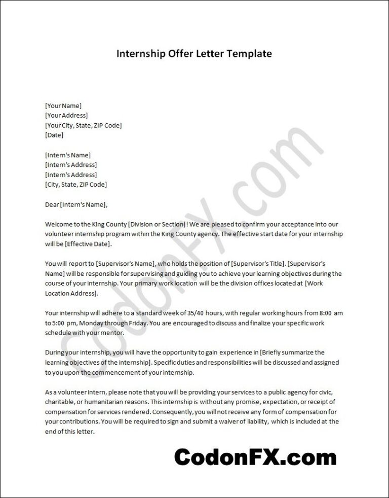Internship Offer Letter Template (With Sample)