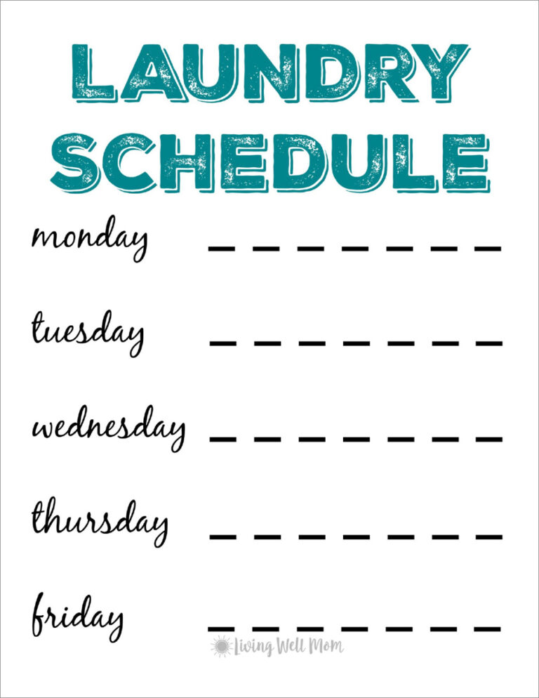 Printable Laundry Schedule Template